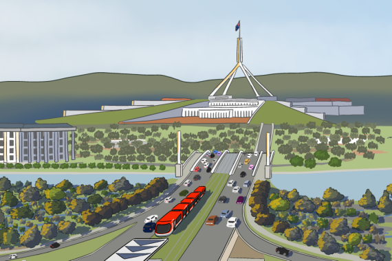 Gang-gang cockatoo at City Hill, Canberra - cartoon by Stuart McMillen